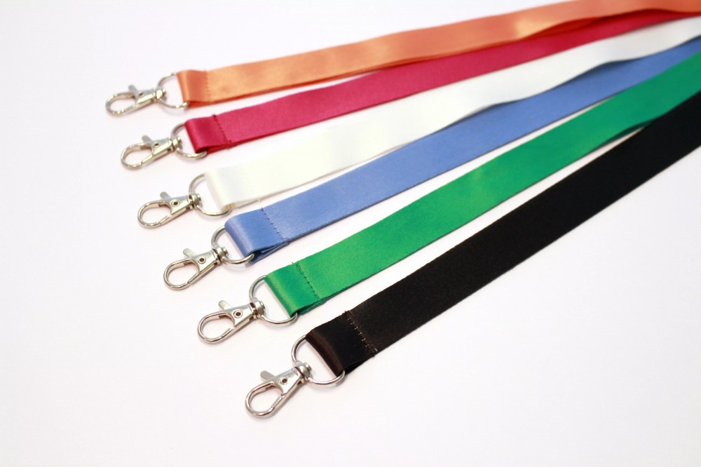 Satin Plain Lanyards 20x900 mm - with metal thumb hook - Wri